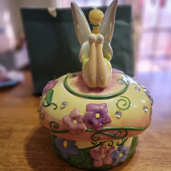 Disney | Other | Nwot Retired Tinker Bell Ceramic Cookie Jar Disney ...